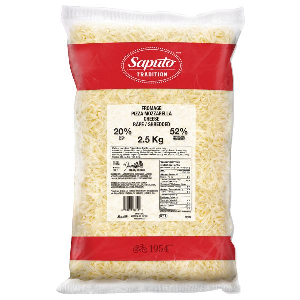 Pizza Mozzarella 20% M.F. 3D Shredded | Saputo Produits Laitiers Canada ...