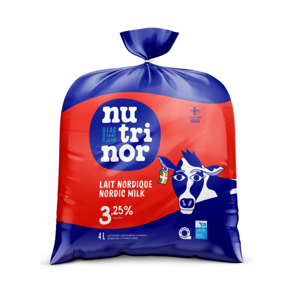 Lait nordique 3.25 % sachet | Nutrinor Lait nordique | Aliments du Québec