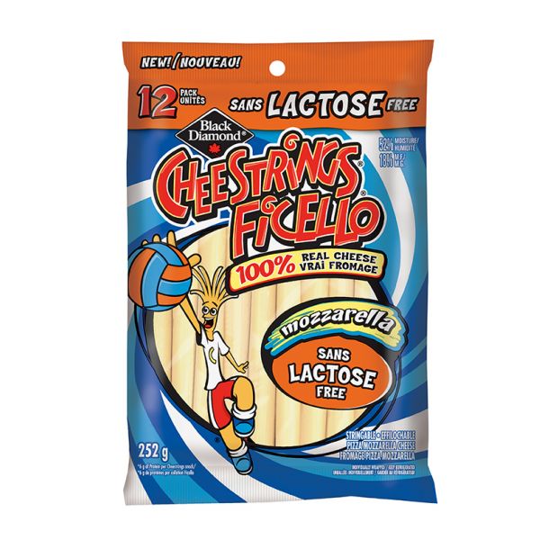 Mozzarella Cheestring Sans Lactose Black Diamond Ficello sac de 12 ...