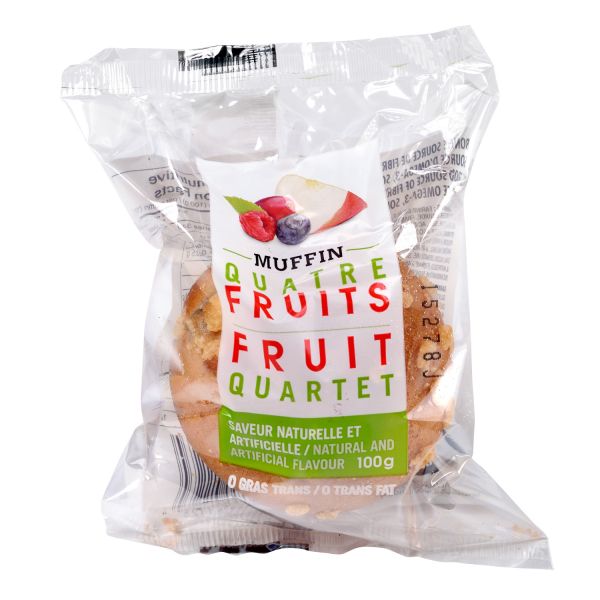 MUFFINS CUITS EMBALLÉS QUATRE FRUITS 100g MV423 | NOVALI GOURMET INC ...
