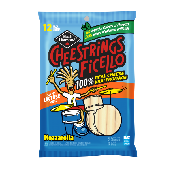 Mozzarella Cheestring Sans Lactose Black Diamond Ficello sac de 12 ...