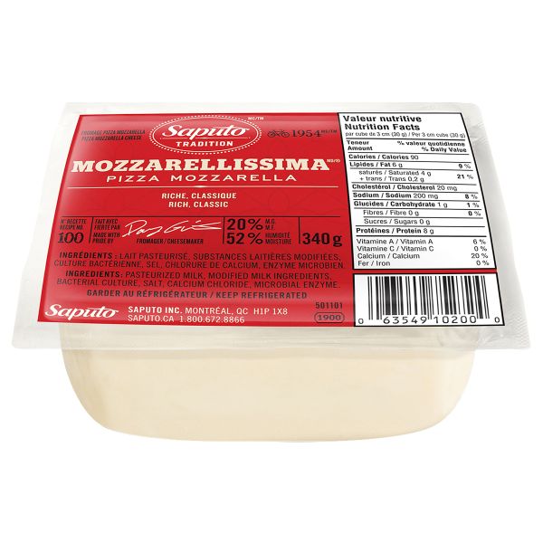Mozzarellissima Pizza Mozzarella 20% M.G. Boule | Saputo Produits ...