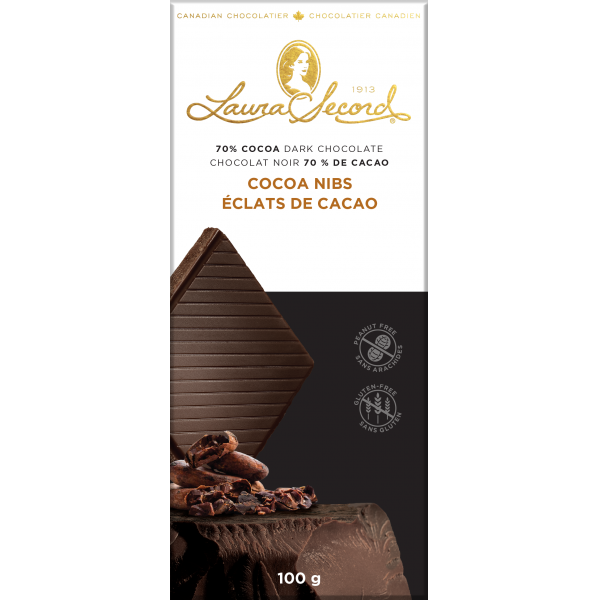 70% Cocoa Dark Chocolate Bar with Cocoa Nibs | Laura Secord SEC ...