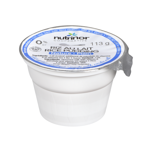 24 x 113g Riz au lait Nature | Nutrinor Lait nordique | Aliments du Québec