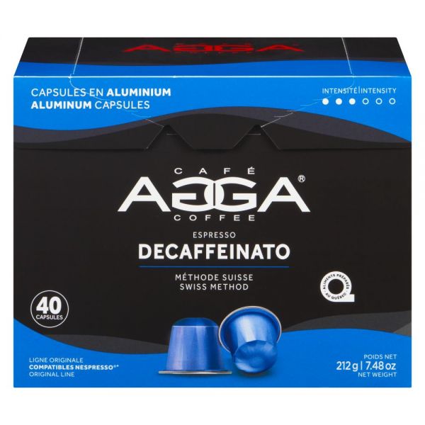 Café Decaffeinato 40 unités | CAFÉ AGGA V.I.P. INC | Aliments du Québec
