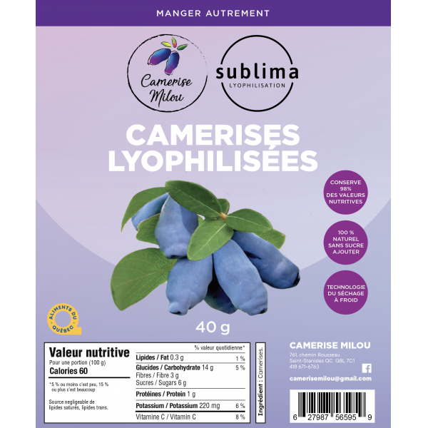 Camerises lyophilisées | Camerise Milou | Aliments du Québec