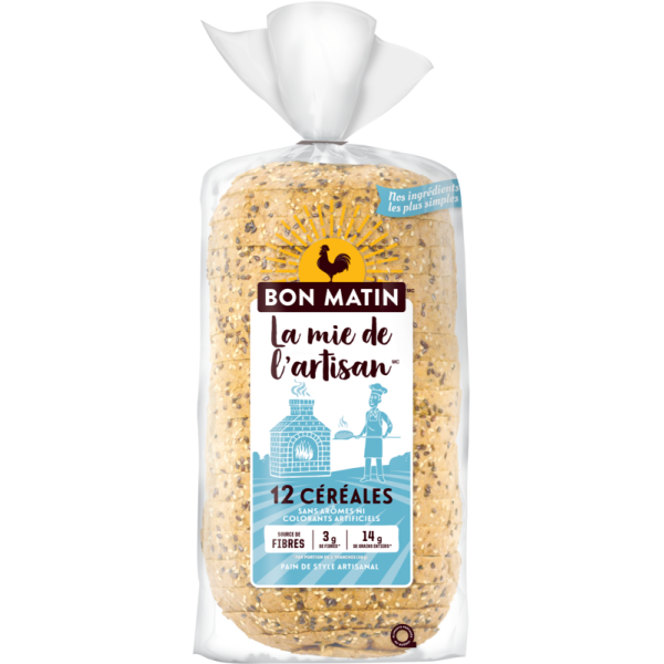 Pain 12 céréales Bon Matin La mie de l'artisan 700 g | Bimbo Canada | Aliments du Québec