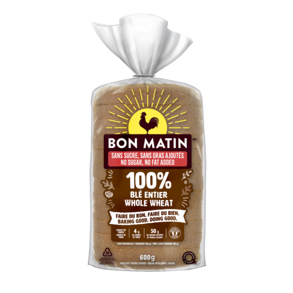 Bon matin No Sugar, No Fat Added 100% Whole Wheat Bread | Bimbo Canada ...